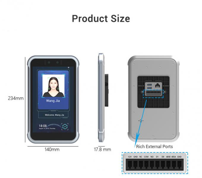 QR Code RFID / HID Face Recognition Biometric Access Control 8 Inch